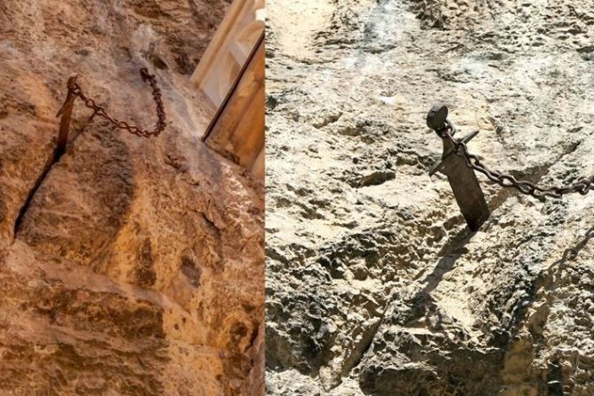 Kayaya 1.300 yıldır saplı olan kılıç kayboldu